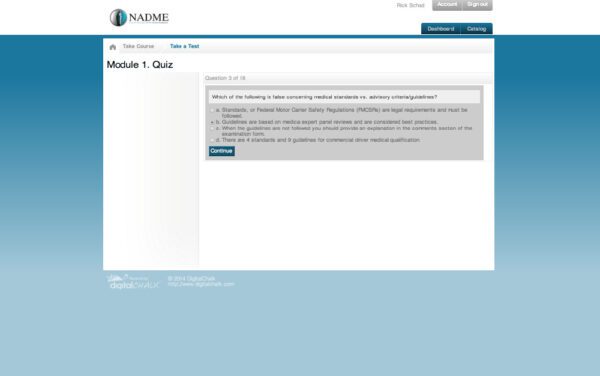 NRCME Course Demo - NADME NRCME online DOT certification training